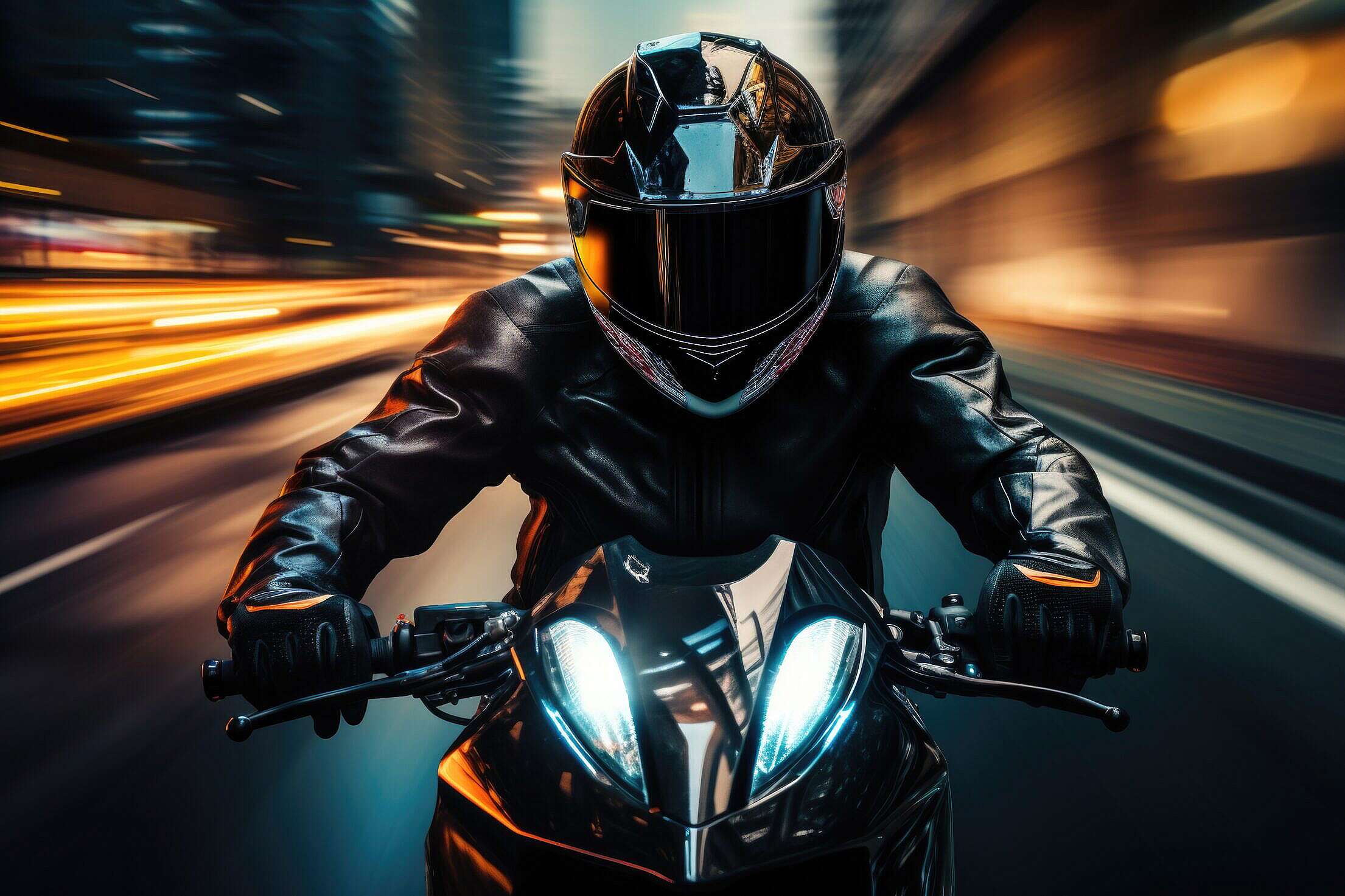 All Black Biker Long-Exposure Photo of Speed Free Stock Photo | picjumbo