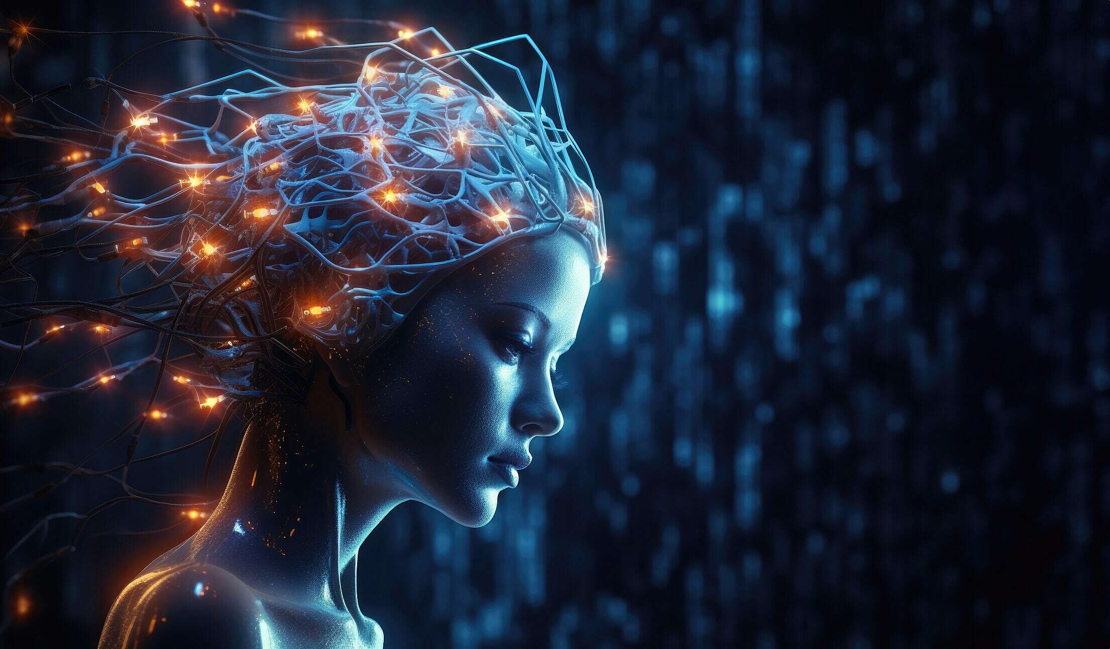 Artificial Intelligence Thinking Brain Space for Text Free Stock Photo ...