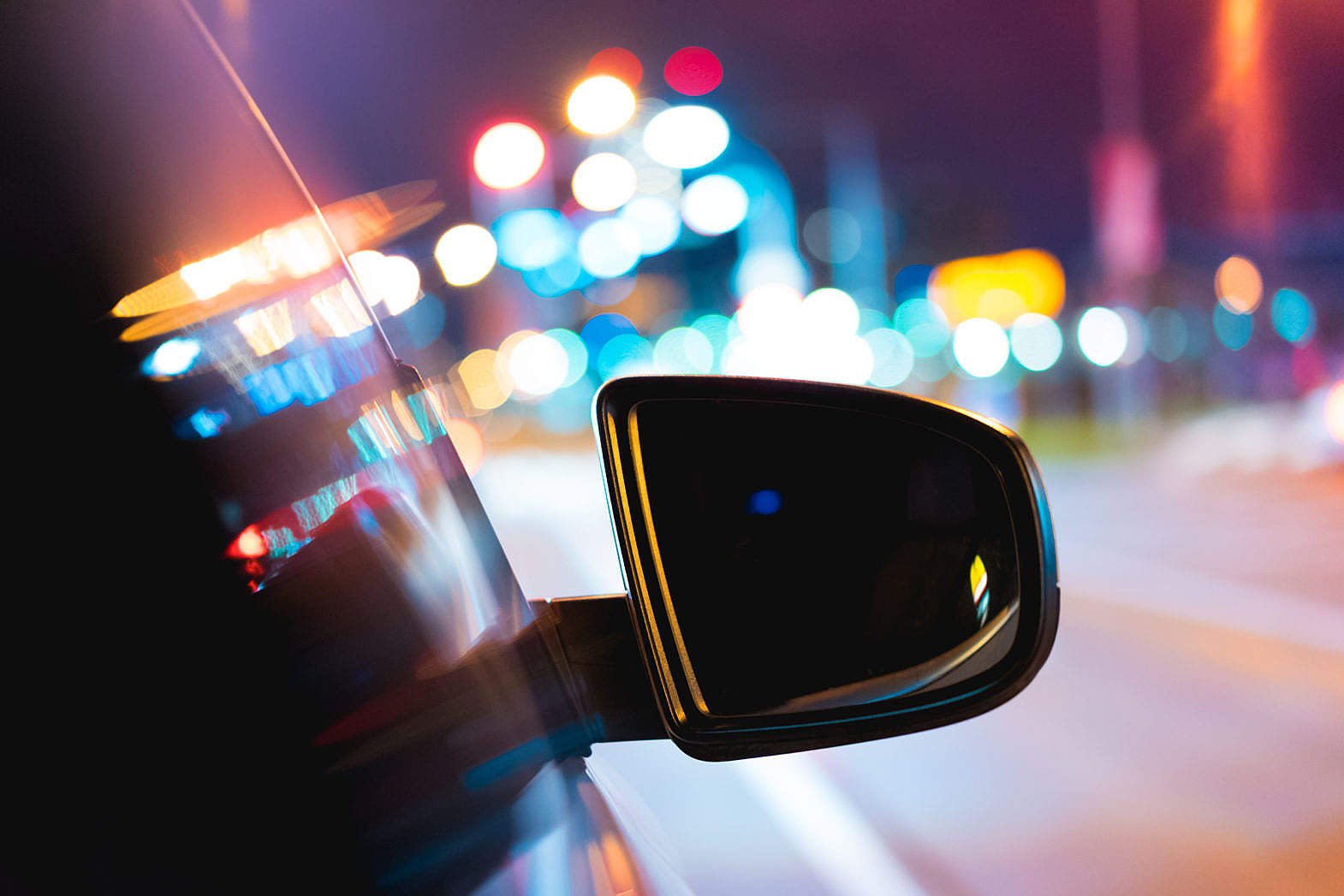 Car Side Rear-View Mirror with City Bokeh Lights Free Stock Photo ...