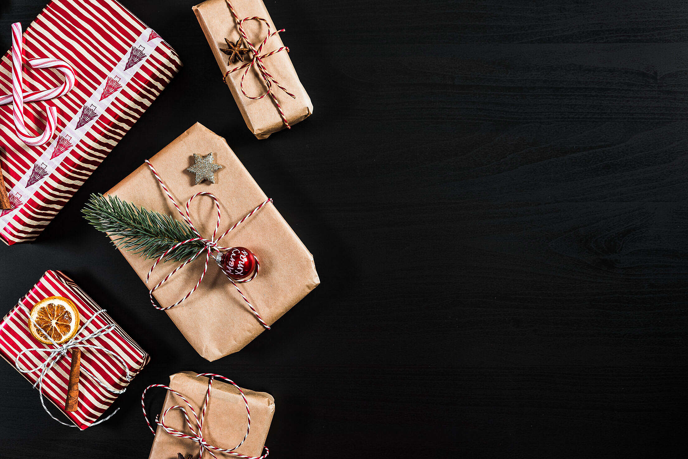 Christmas Presents with Black Background Room for Text Free Stock Photo ...