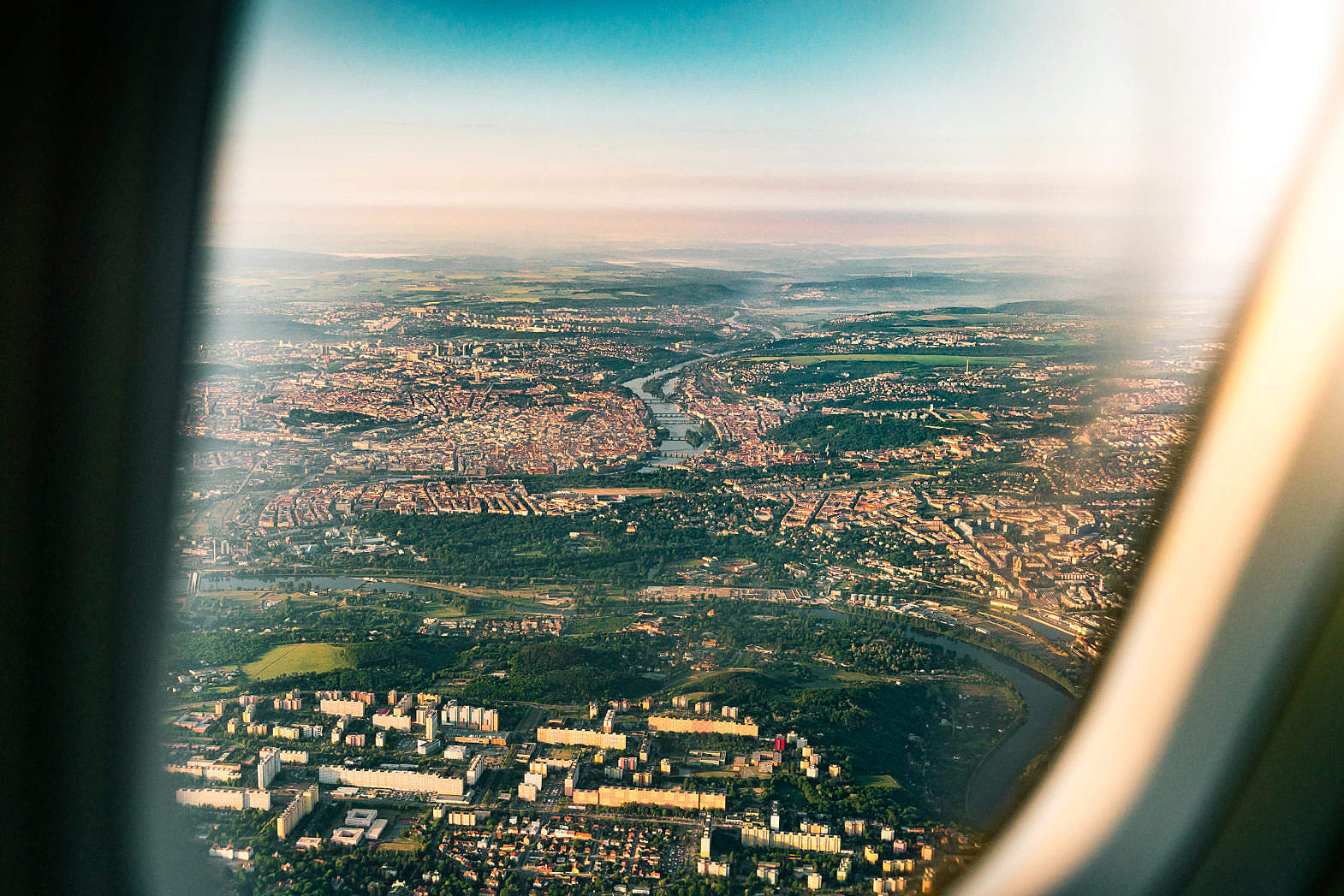 City of Prague from the Airplane Window Free Stock Photo | picjumbo