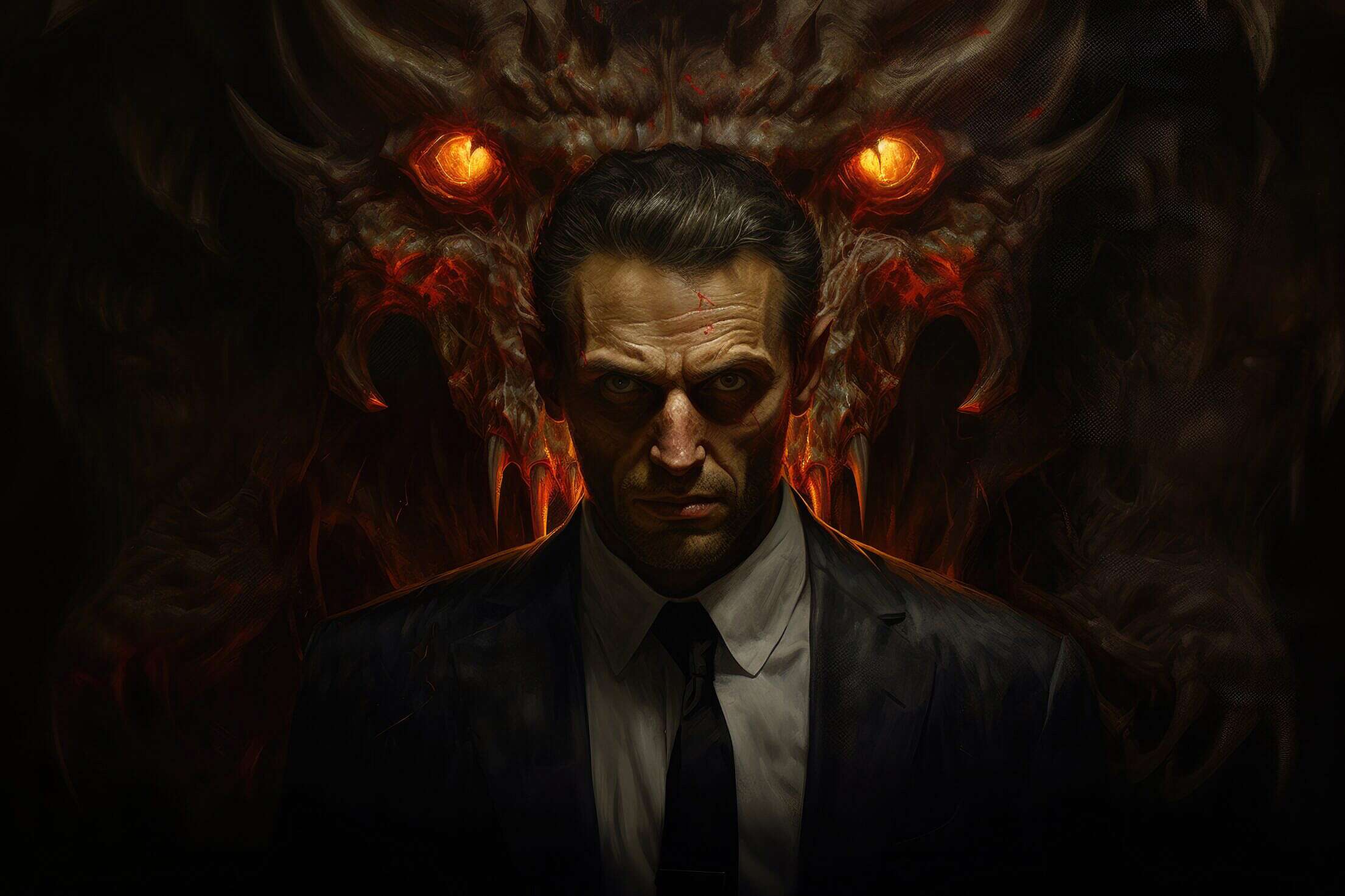 Devil Advocate Man in Suit with Devil Side Free Stock Photo | picjumbo