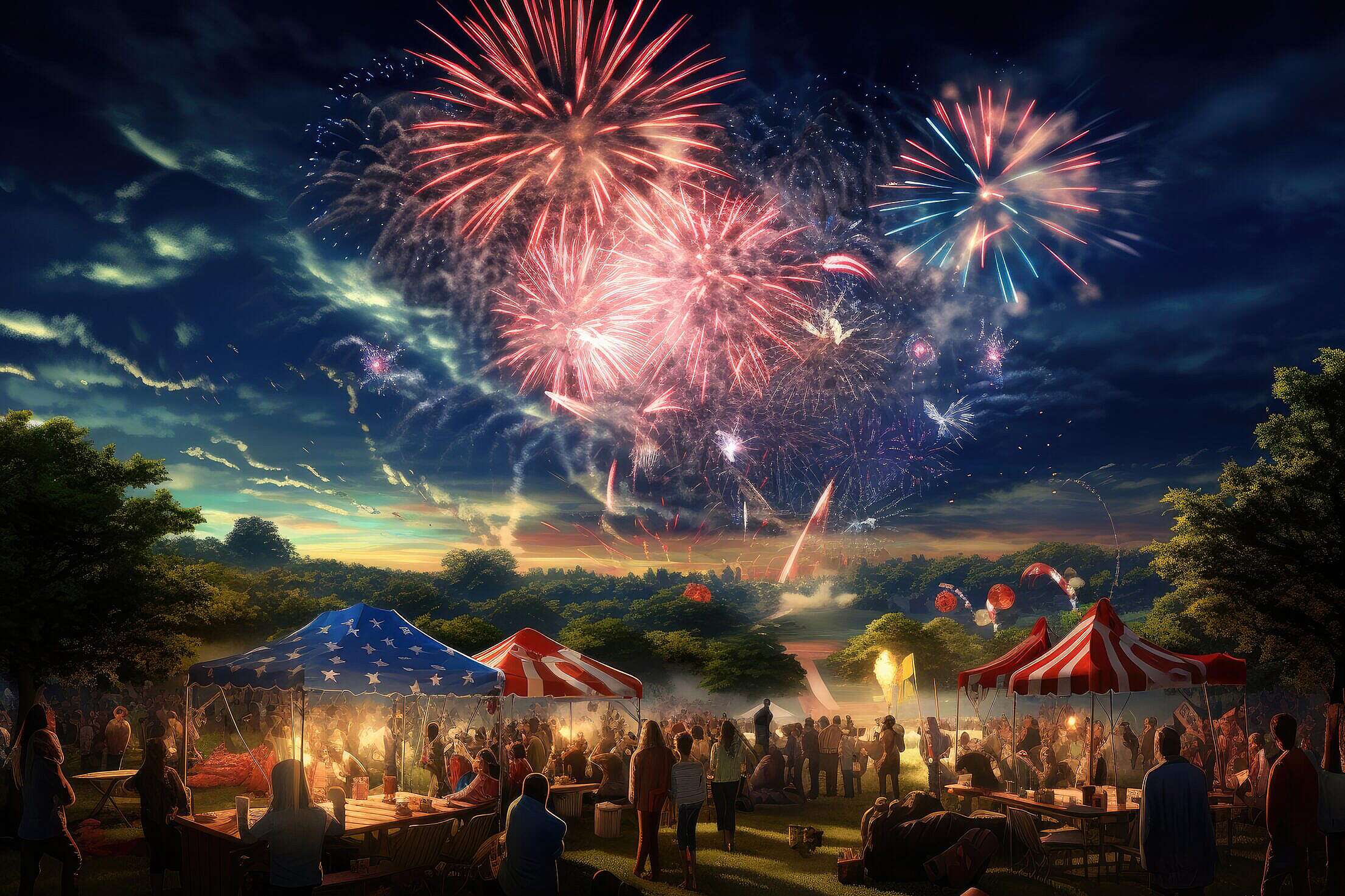 Evening 4th of July Celebration in Park Free Stock Photo | picjumbo
