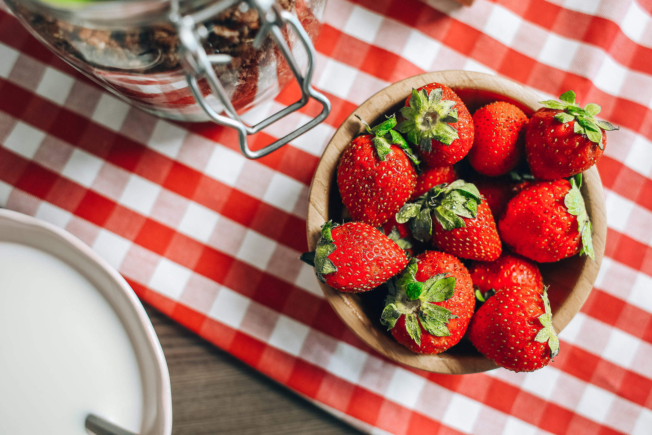 Fresh Strawberries in a Wooden Bowl Free Stock Photo | picjumbo