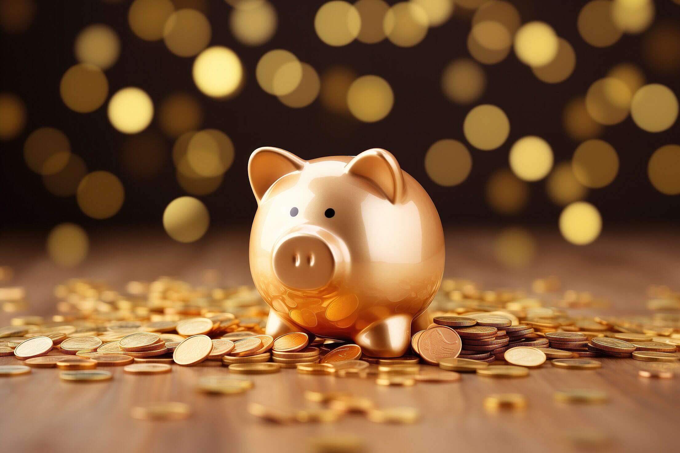 Golden Piggy Bank on Christmas Free Stock Photo | picjumbo