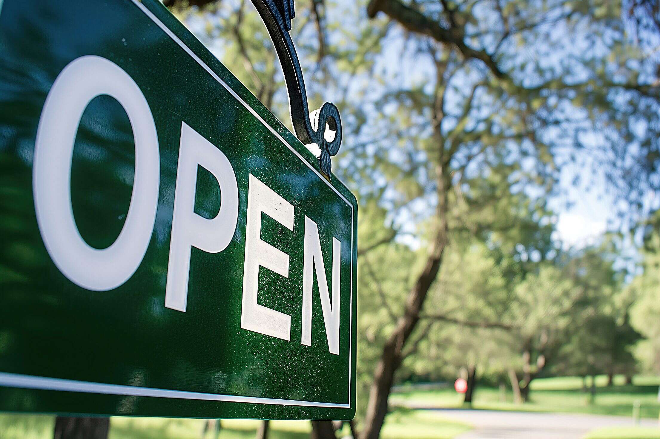 Green OPEN Sign in Park Free Stock Photo | picjumbo