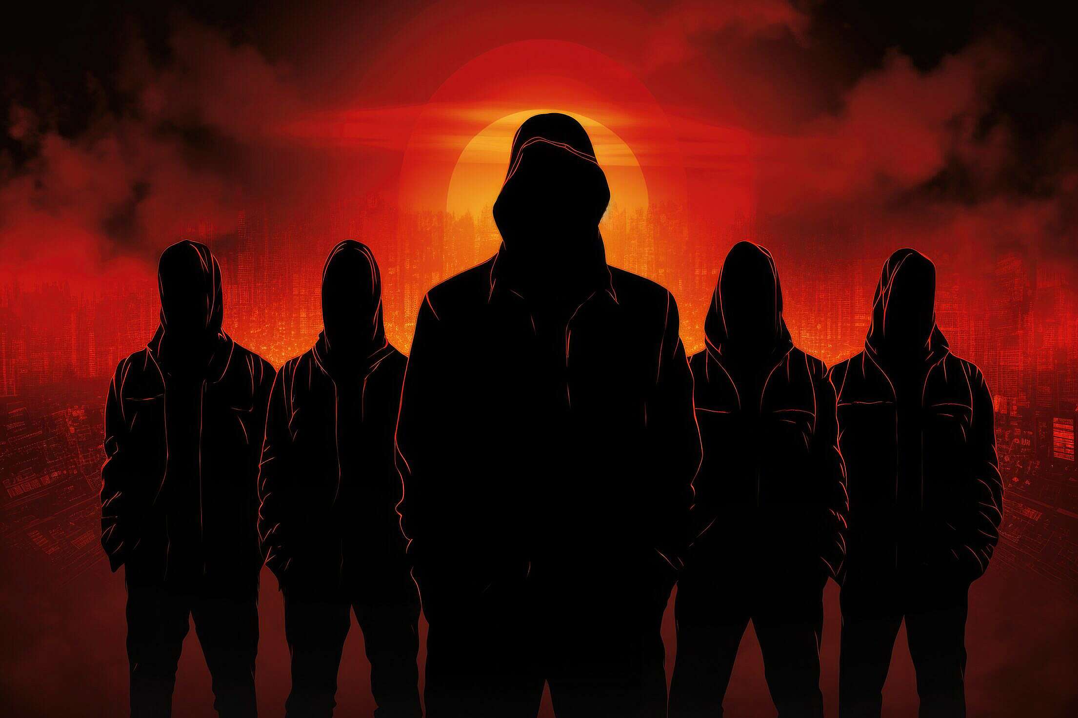 Group of Anonymous Men without Faces in Hoodies Free Stock Photo | picjumbo
