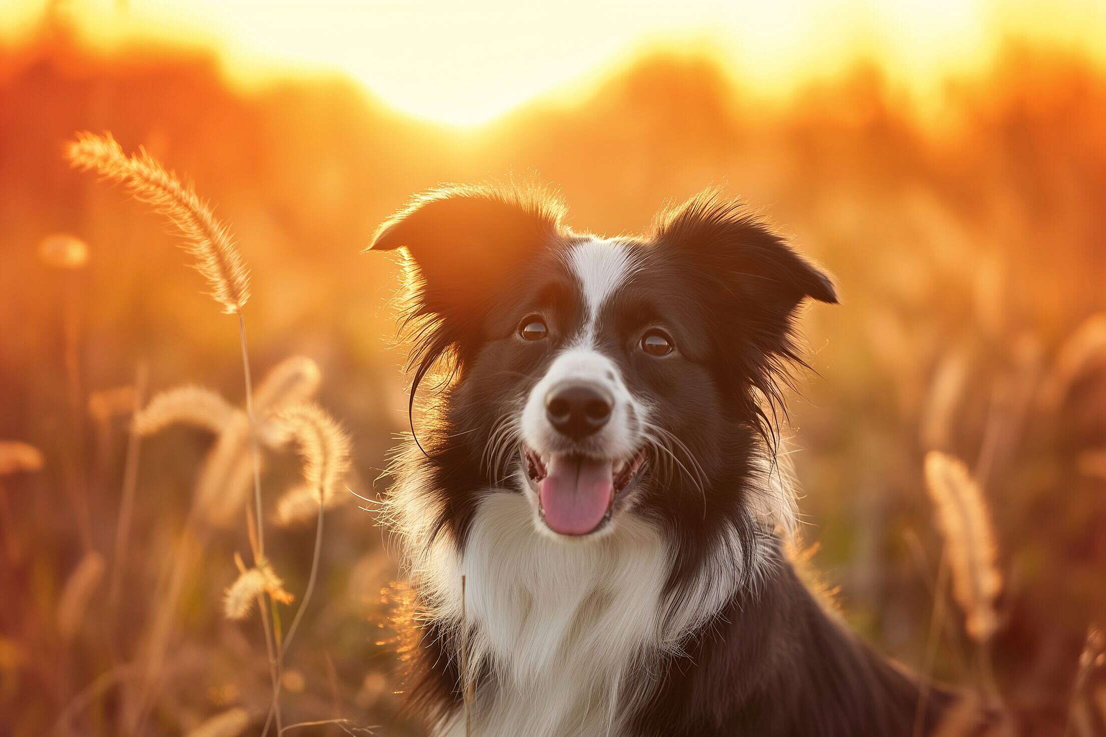 Happy Border Collie Dog in Sunset Light Free Stock Photo | picjumbo