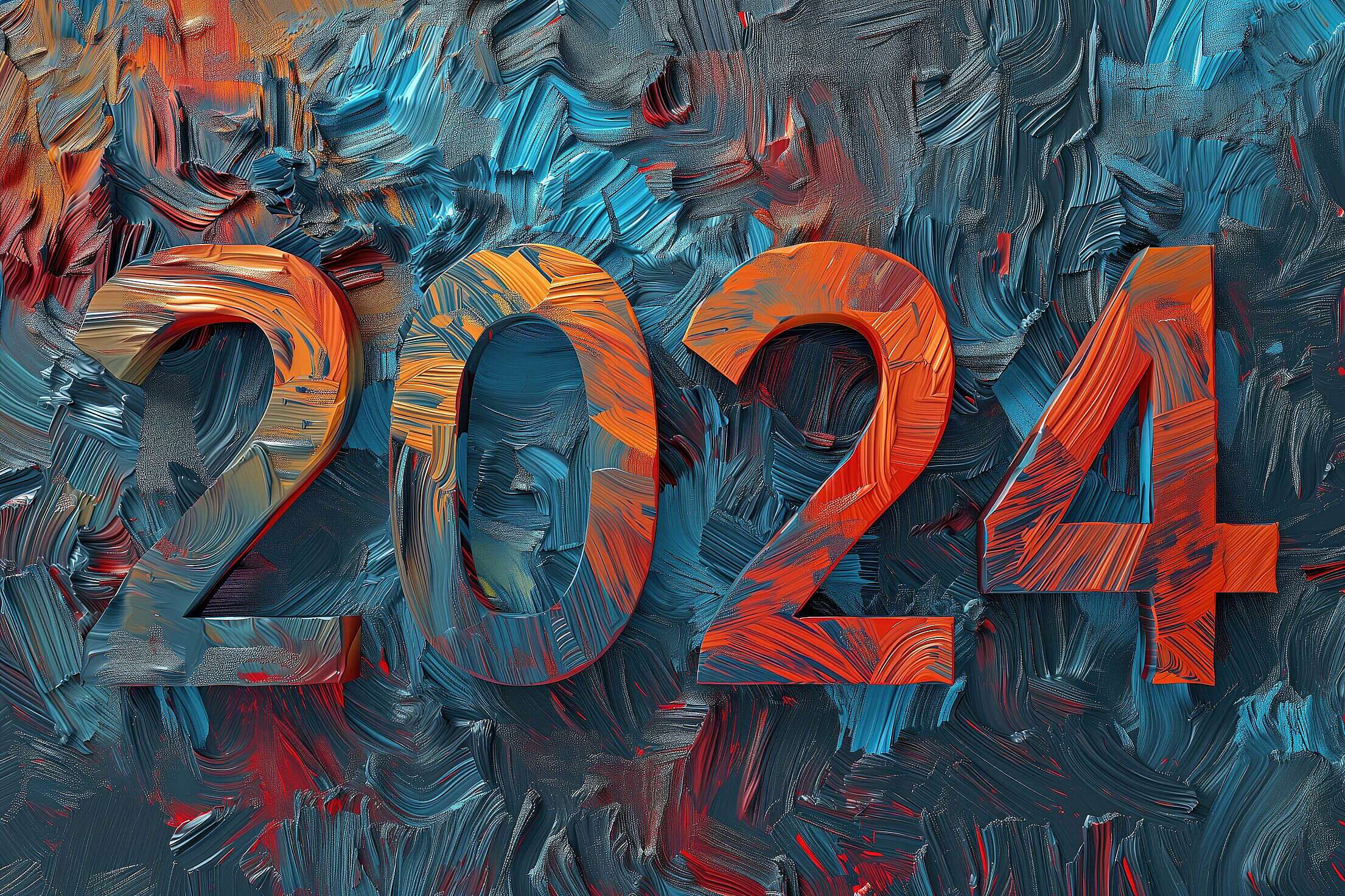 Happy New Year 2024 Painted Numbers Art Free Stock Photo | picjumbo