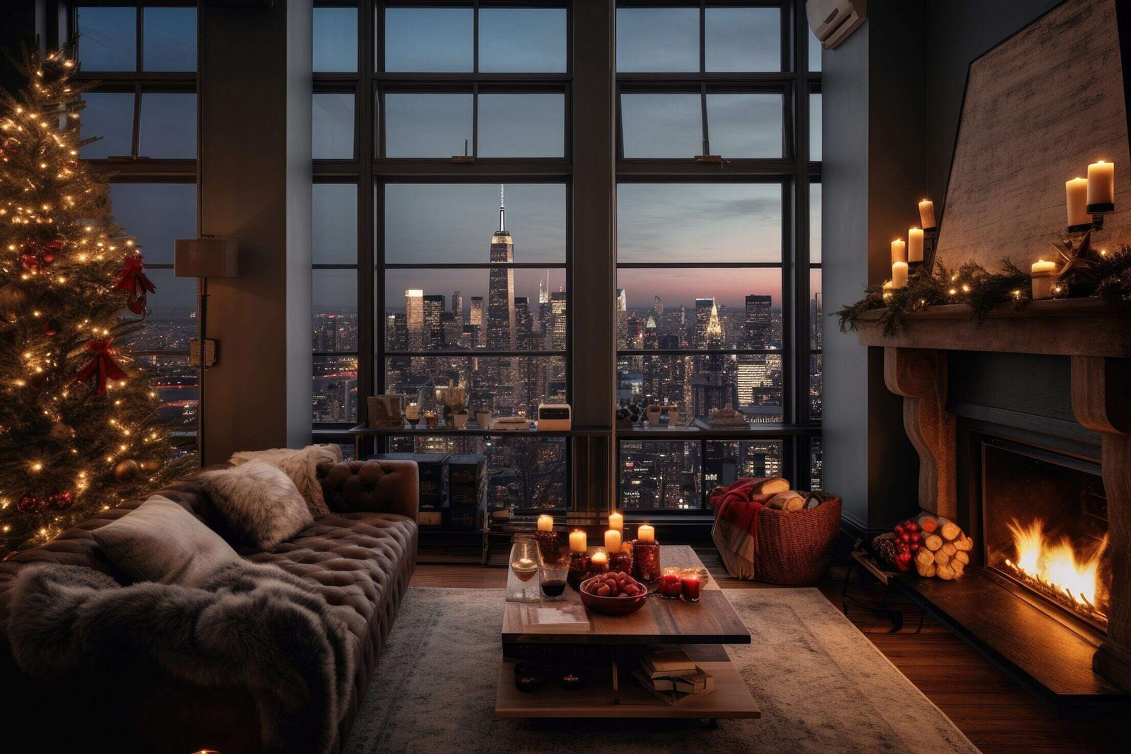 High Rise Apartment in Big City with Christmas Mood Free Stock Photo ...