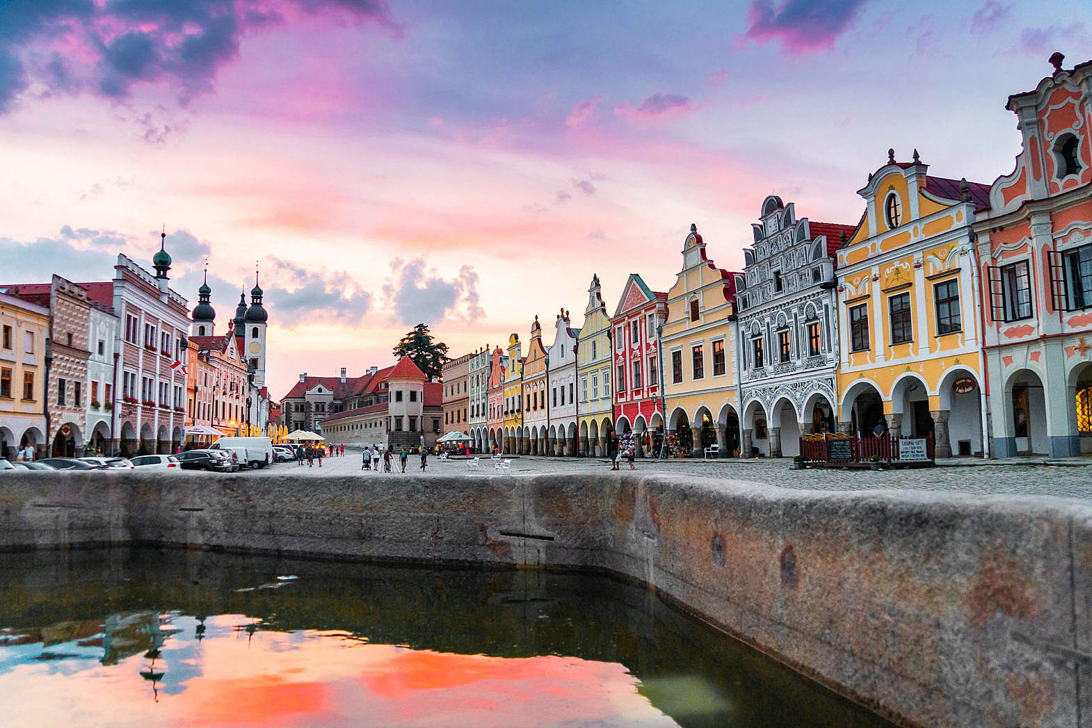 Historical Square in Telč at Sunset Free Stock Photo | picjumbo
