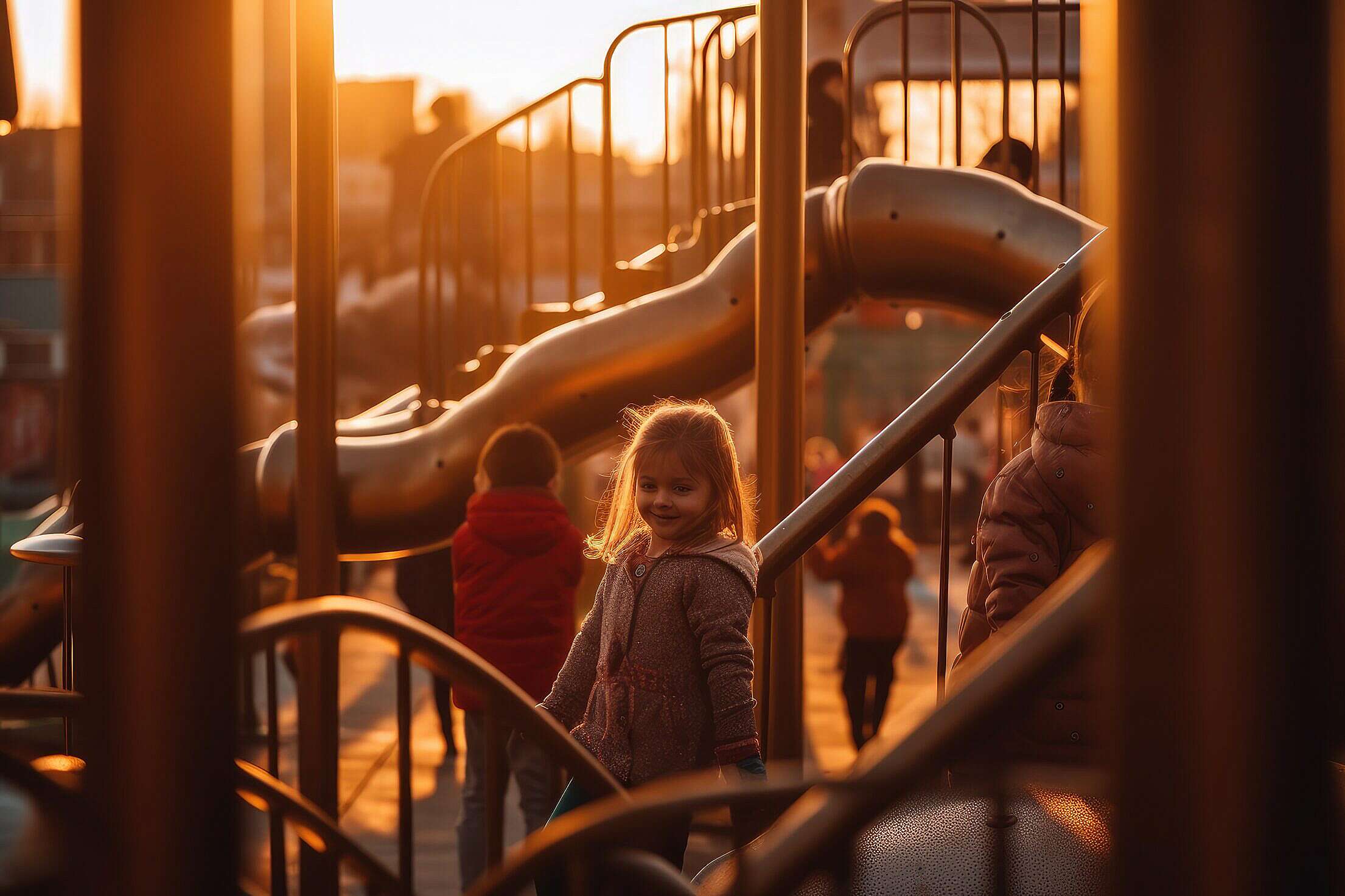 Kids Playing on the Playground During the Golden Hour Free Stock Photo ...