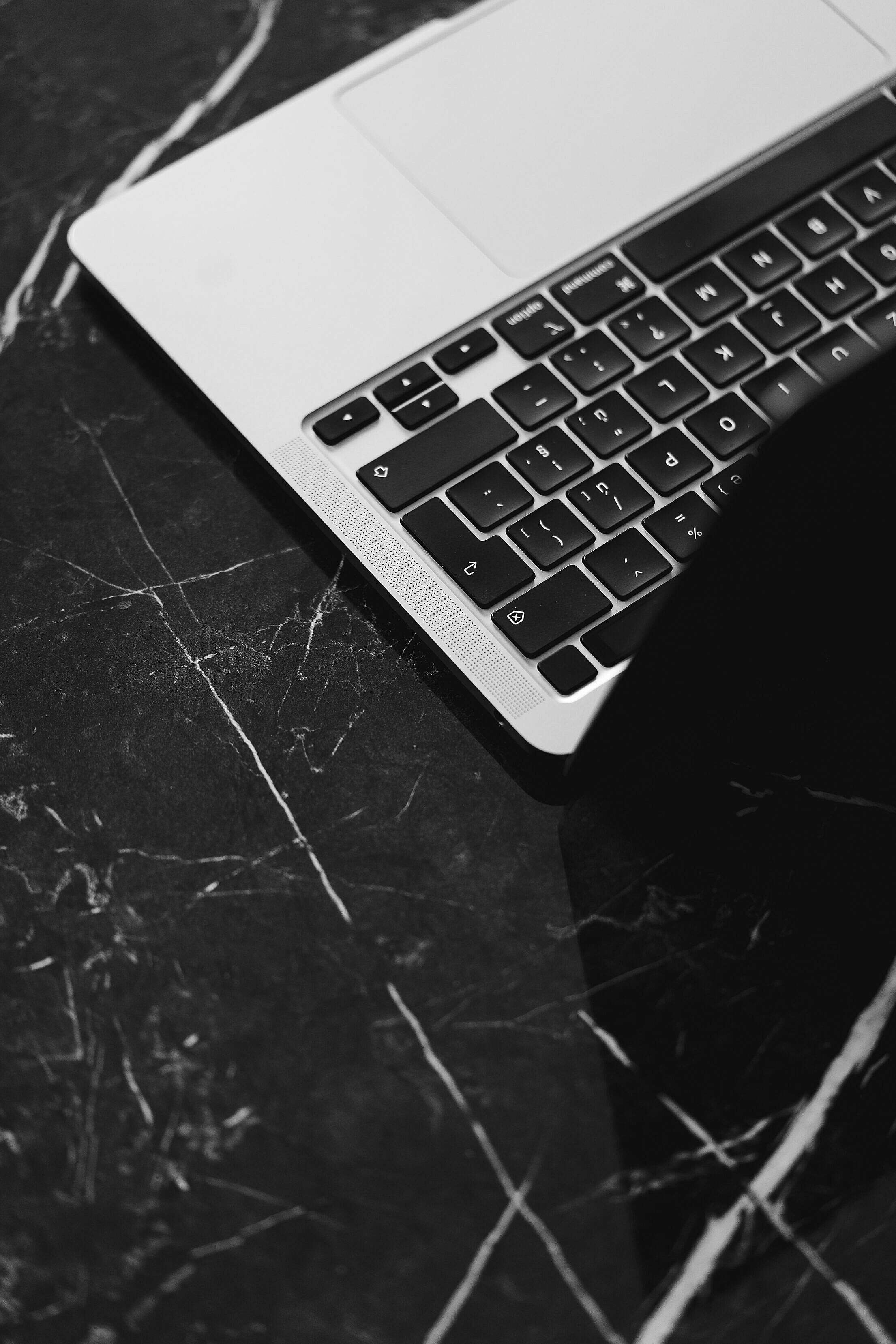 Laptop Keyboard Close Up on a Black Marble Table Free Stock Photo ...