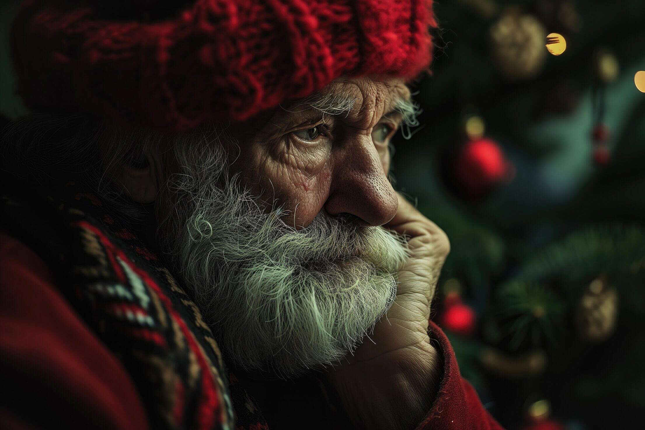 Lonely and Sad Old Man During Christmas Holidays Free Stock Photo ...