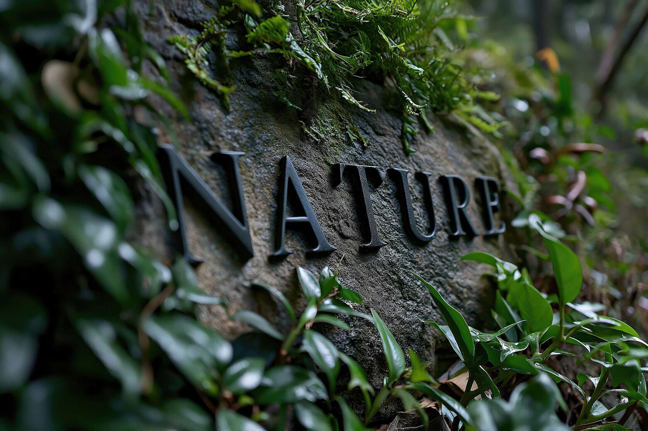 NATURE Metal Sign Wording Lettering Free Stock Photo | picjumbo