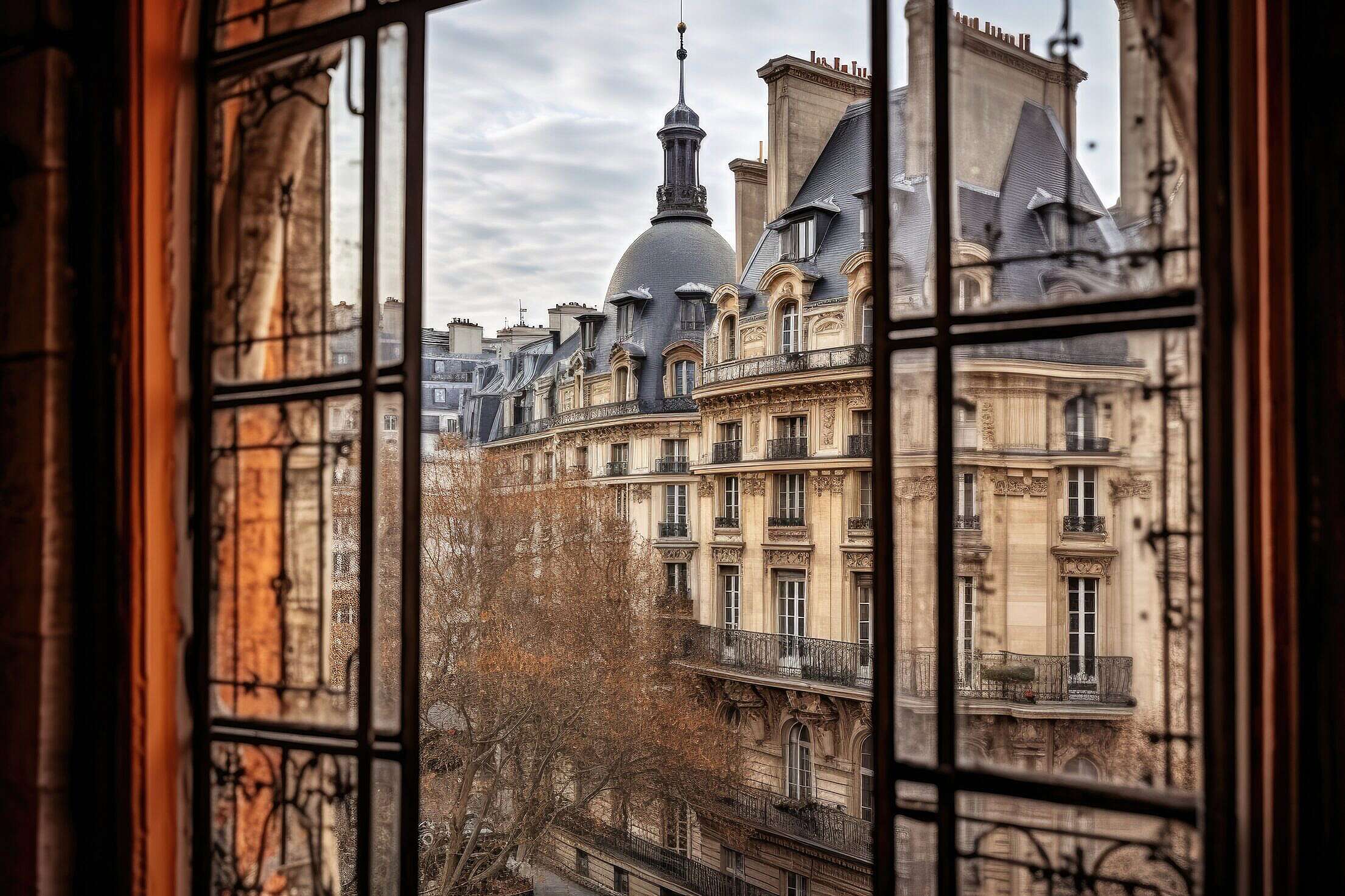 Paris Architecture Through Window Free Stock Photo | picjumbo