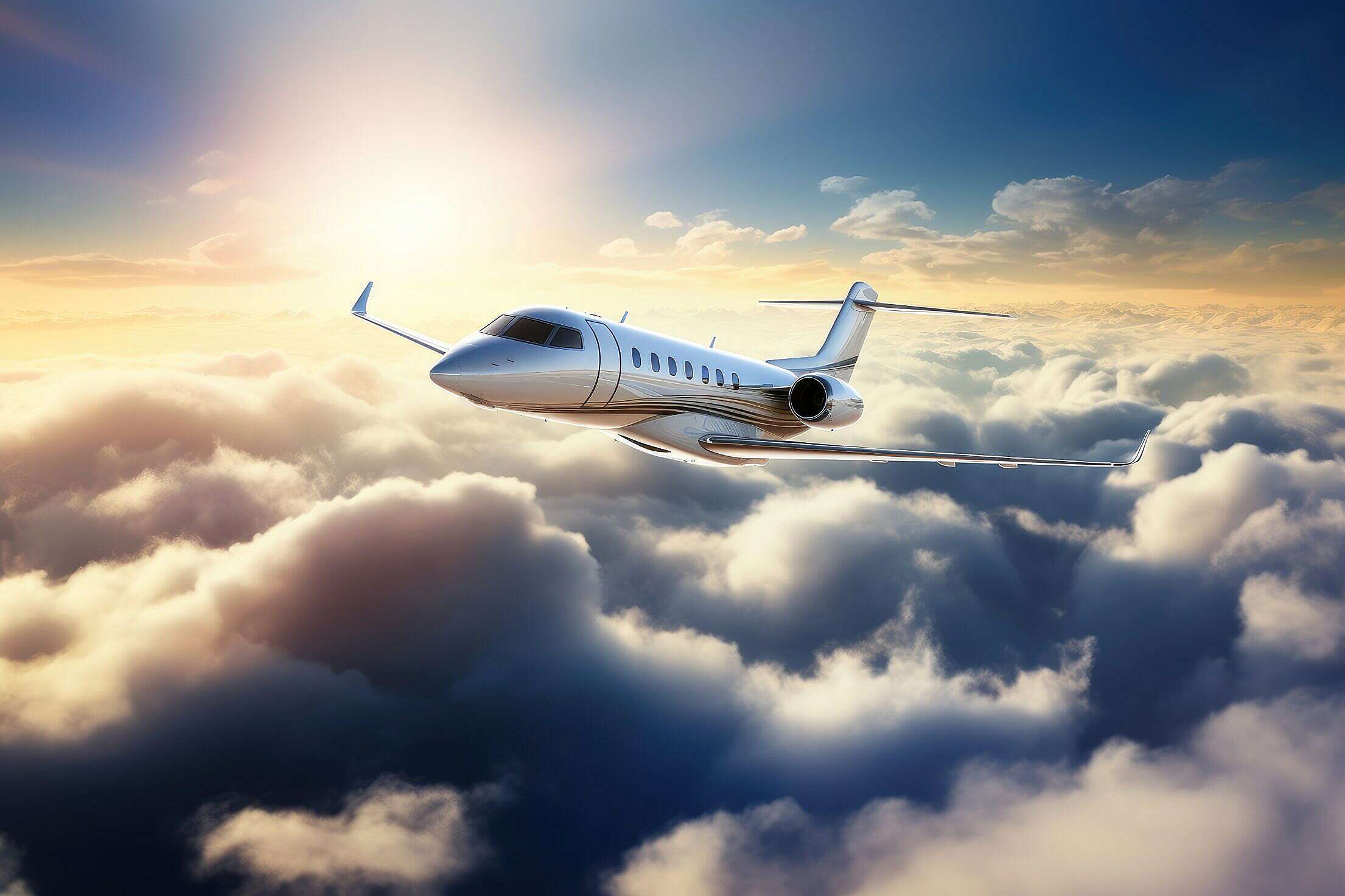 Private Jet Flying Over Clouds Free Stock Photo | picjumbo