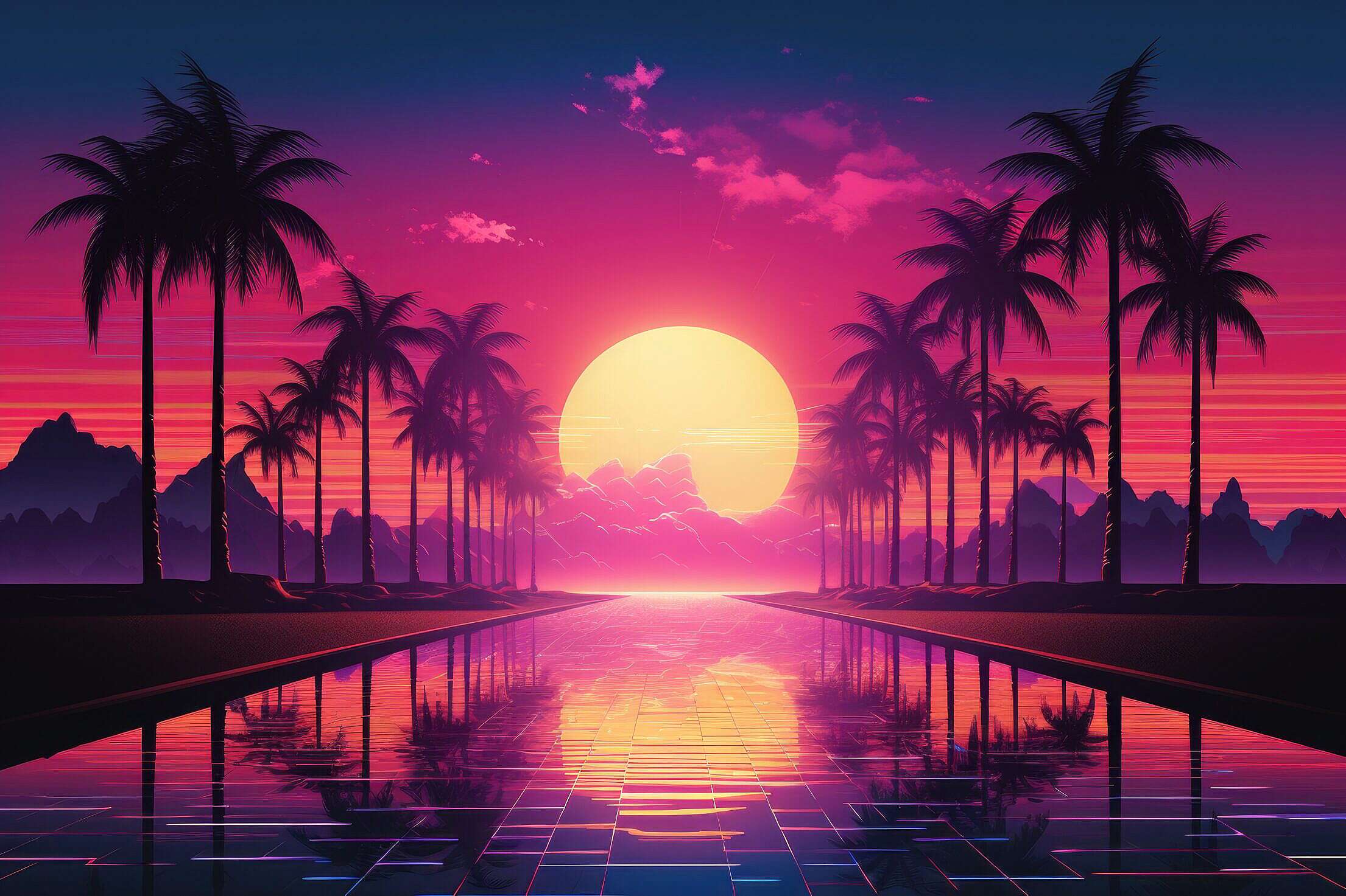 Retro Synthwave Retrowave Scenery Free Stock Photo | picjumbo