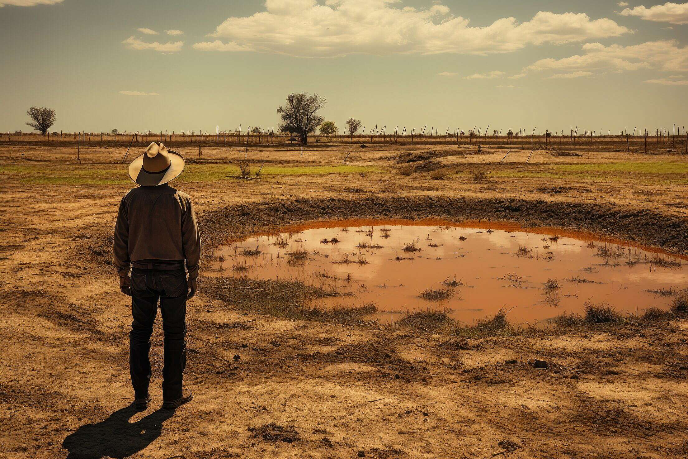 Sad Farmer Looking at Drying Landscape Free Stock Photo | picjumbo