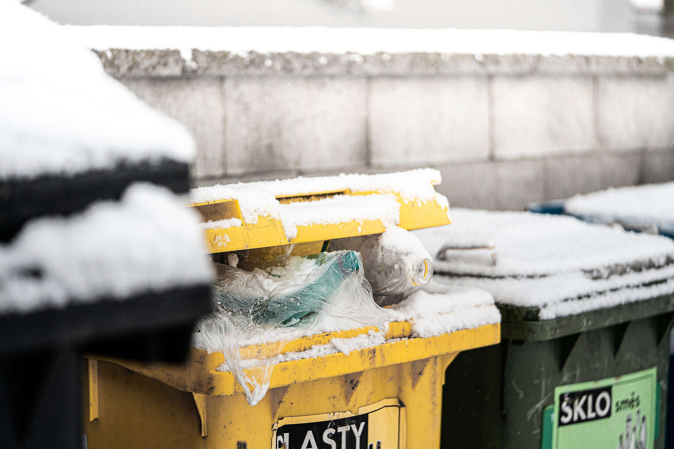 Snowy Trash Cans Free Stock Photo | picjumbo