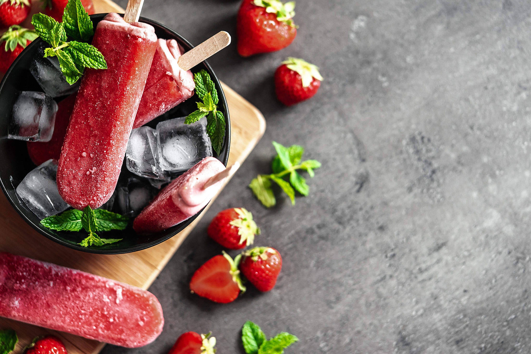 Strawberry Popsicles Flat Lay with a Space for Text Free Stock Photo ...