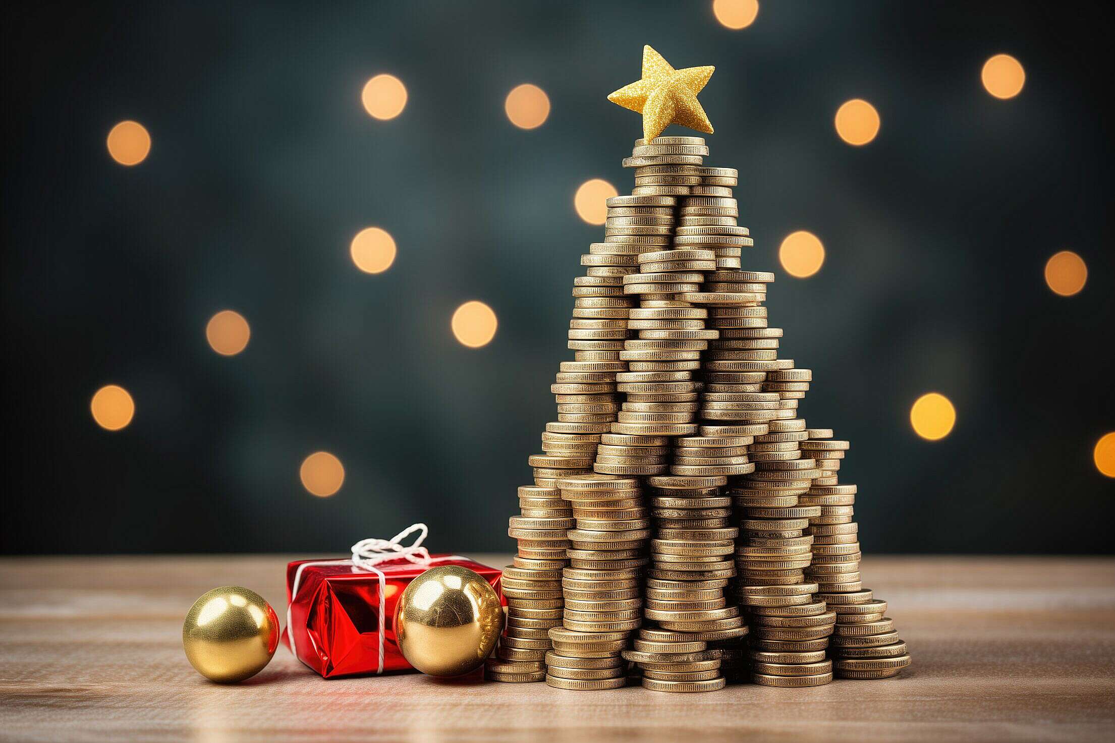 Tree Made with Coins Christmas Expenses Money Budget Free Stock Photo ...
