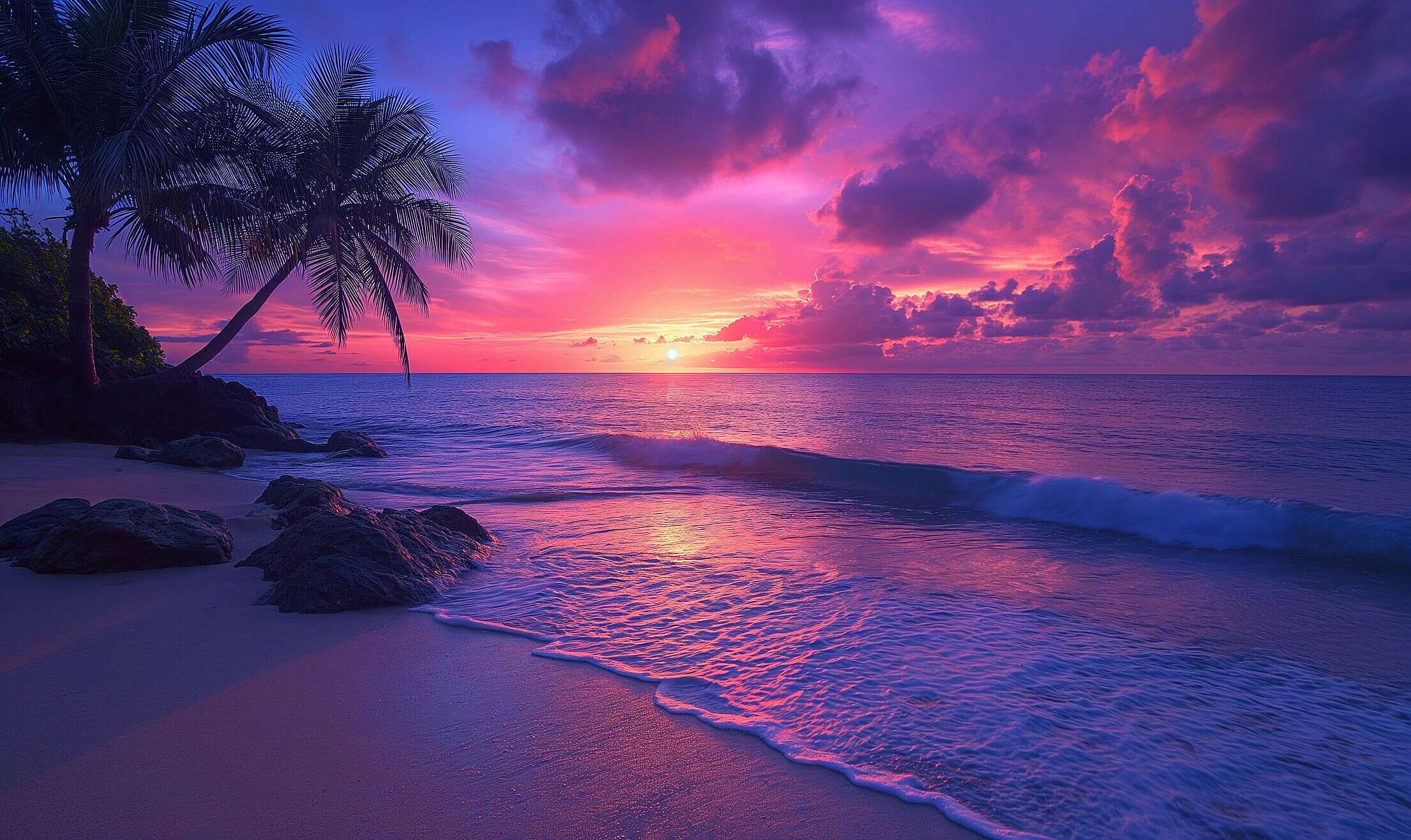 Violet Colorful Sunset Sky on The Beach Free Stock Photo | picjumbo
