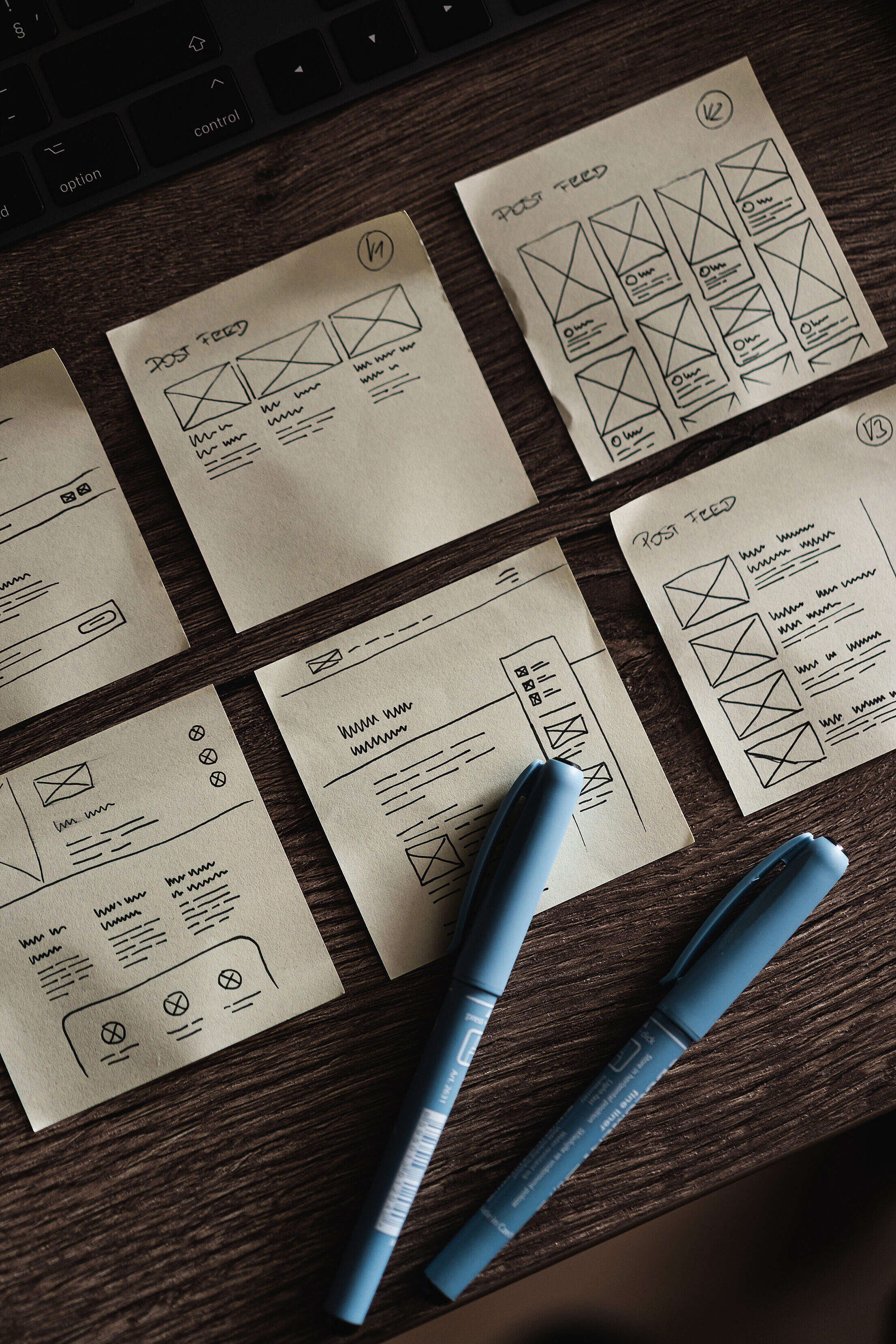 Webdesigner's Sticky Notes with Website Wireframe Layouts Free Stock ...