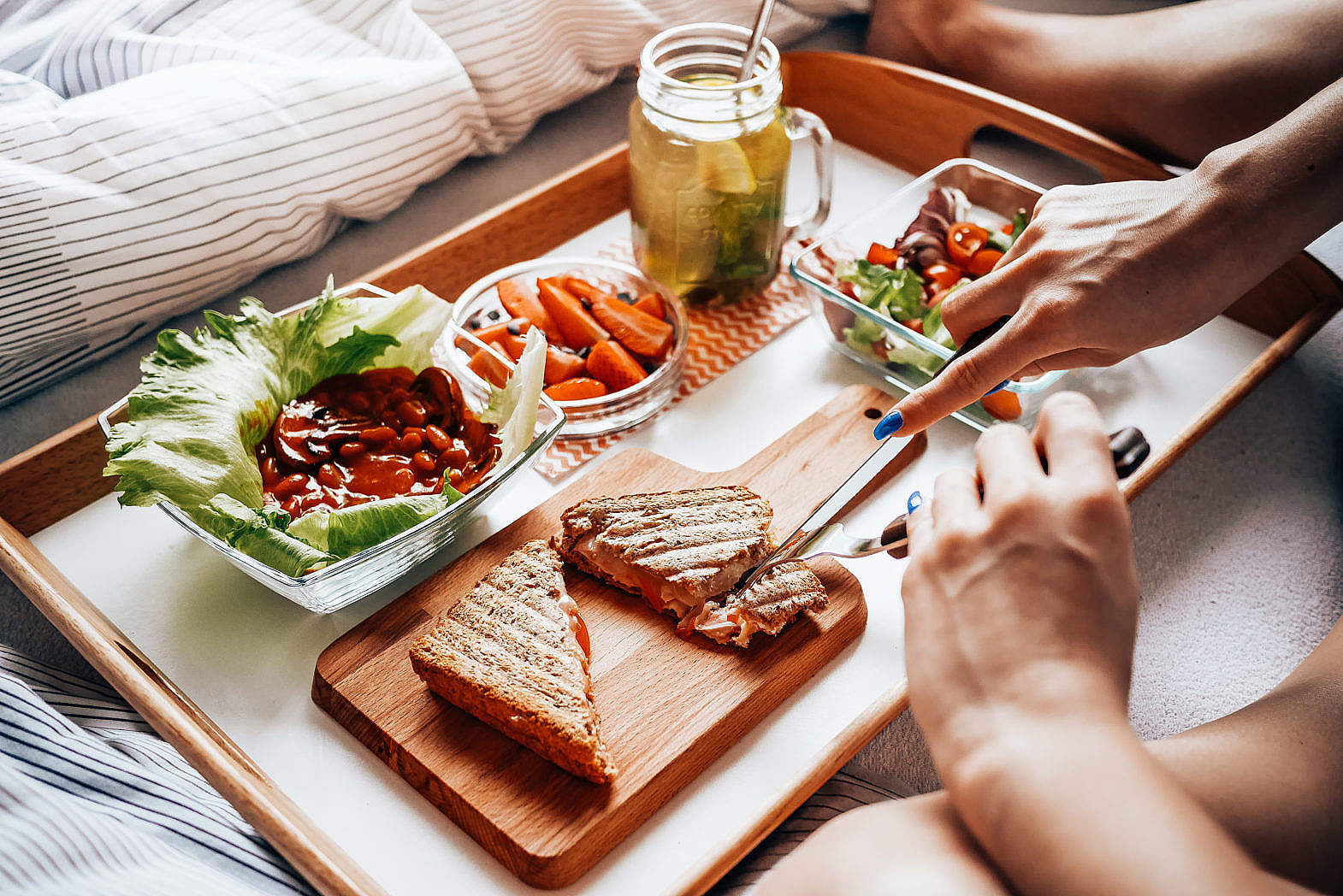 Young Woman Enjoying Morning Breakfast in Bed #2 Free Stock Photo ...