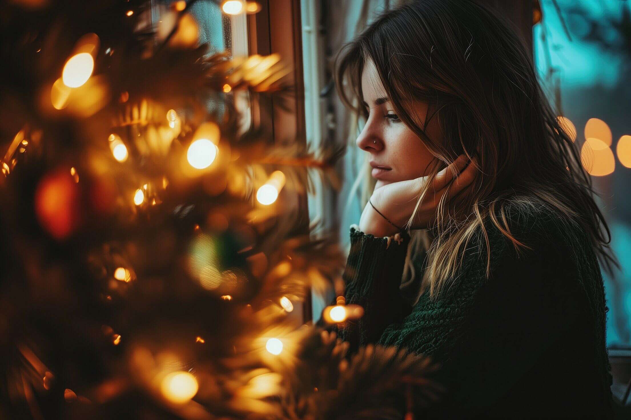 Young Woman Thinking About Christmas Time Free Stock Photo | picjumbo